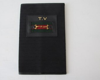 Authentic Rare Vintage Gucci Black Monogram Tv Guide, Document Holder