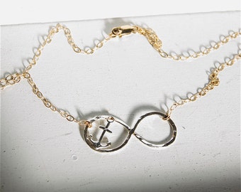 Anchor infinity necklace - Anchors away - anchor necklace - Navy Wife gift - infinity anchor ...