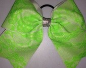 Items similar to 7" neon green lace cheer bow on Etsy