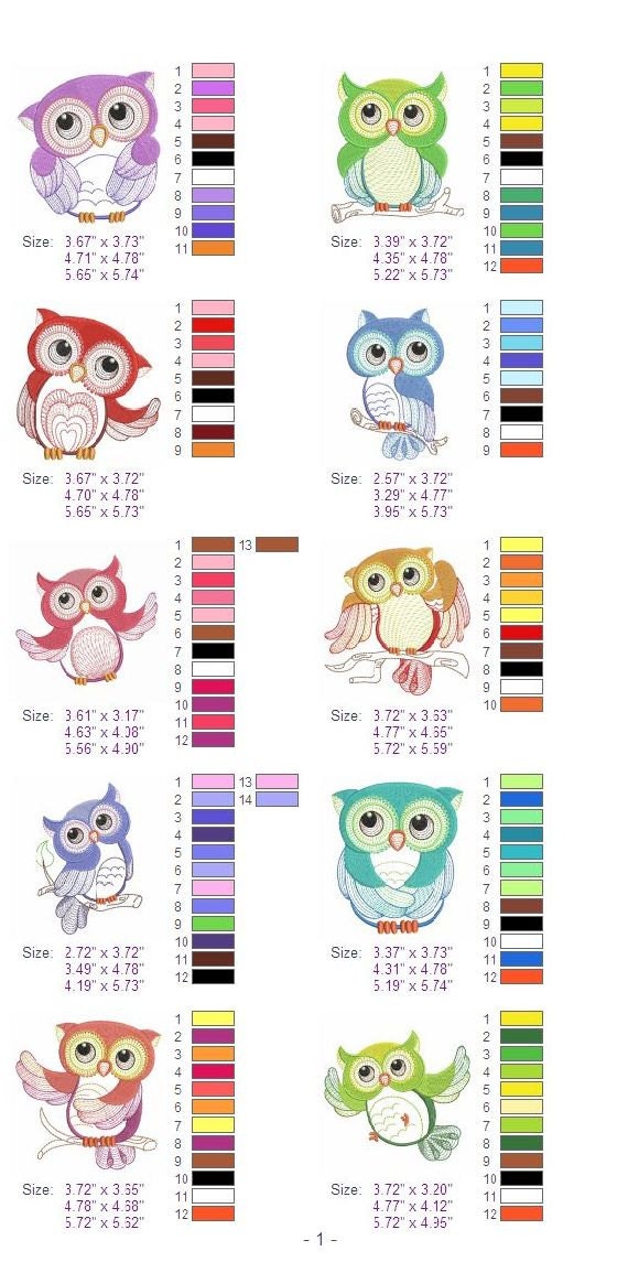Cute Owls Bird Hoot Machine Embroidery Designs Pack by embhome