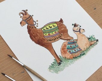 Peruvian Llama watercolor