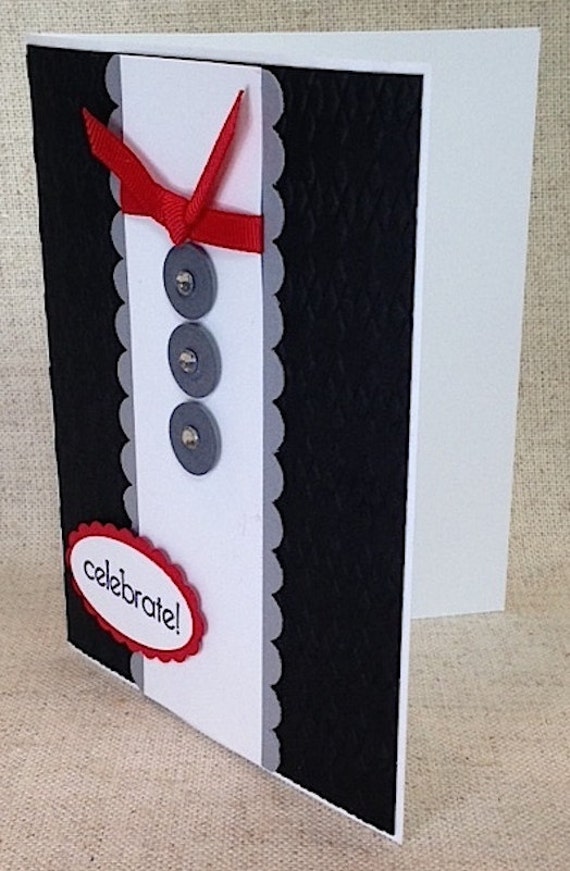 Items similar to Tuxedo celebrate handmade card on Etsy