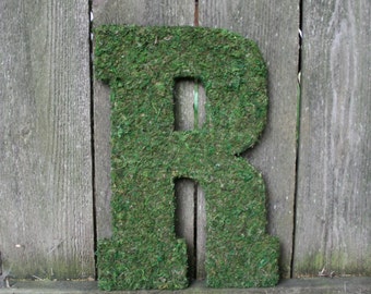 10 Moss Monogram Letter Art Moss Covered Initial by CellarWindow