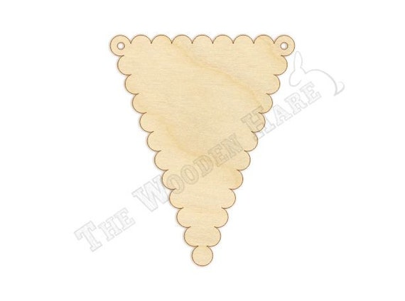 Scalloped Pennant Wood Cut Out 170172 Unfinished wood