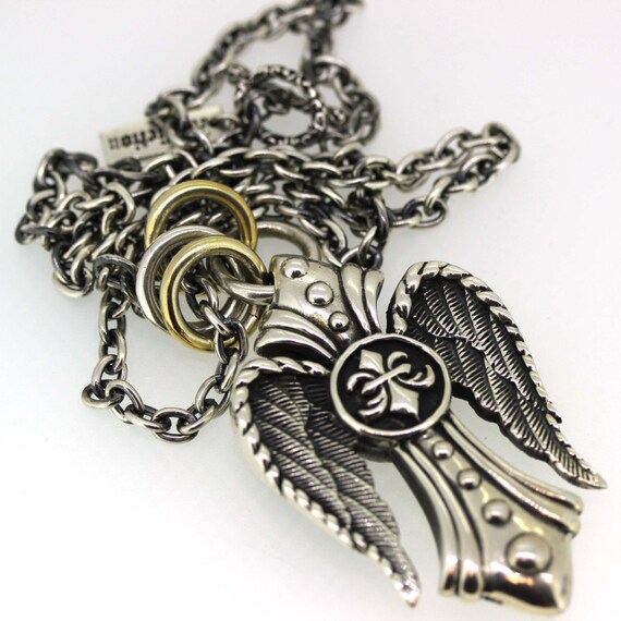 Sterling Silver 925 Authentic AFFLICTION Angel Wings Unisex heavy ...