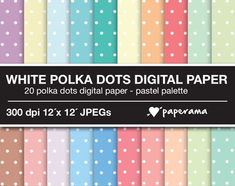 Pastel Polka Dots Digital Background Paper in Soft Pastel