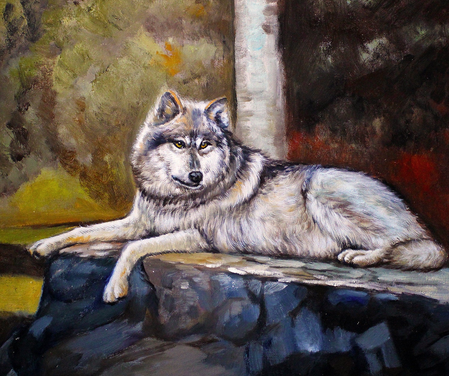 Wolf / Wildlife Original Oil Painting 18x22 Samantha Childs