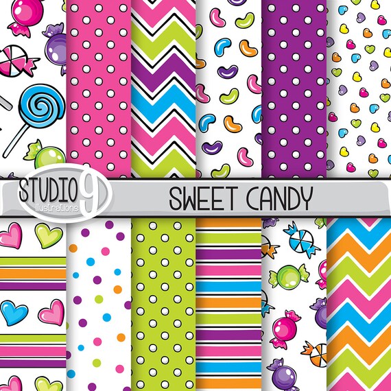 CANDY Digital Paper: Candy Pattern Prints Candy Printable