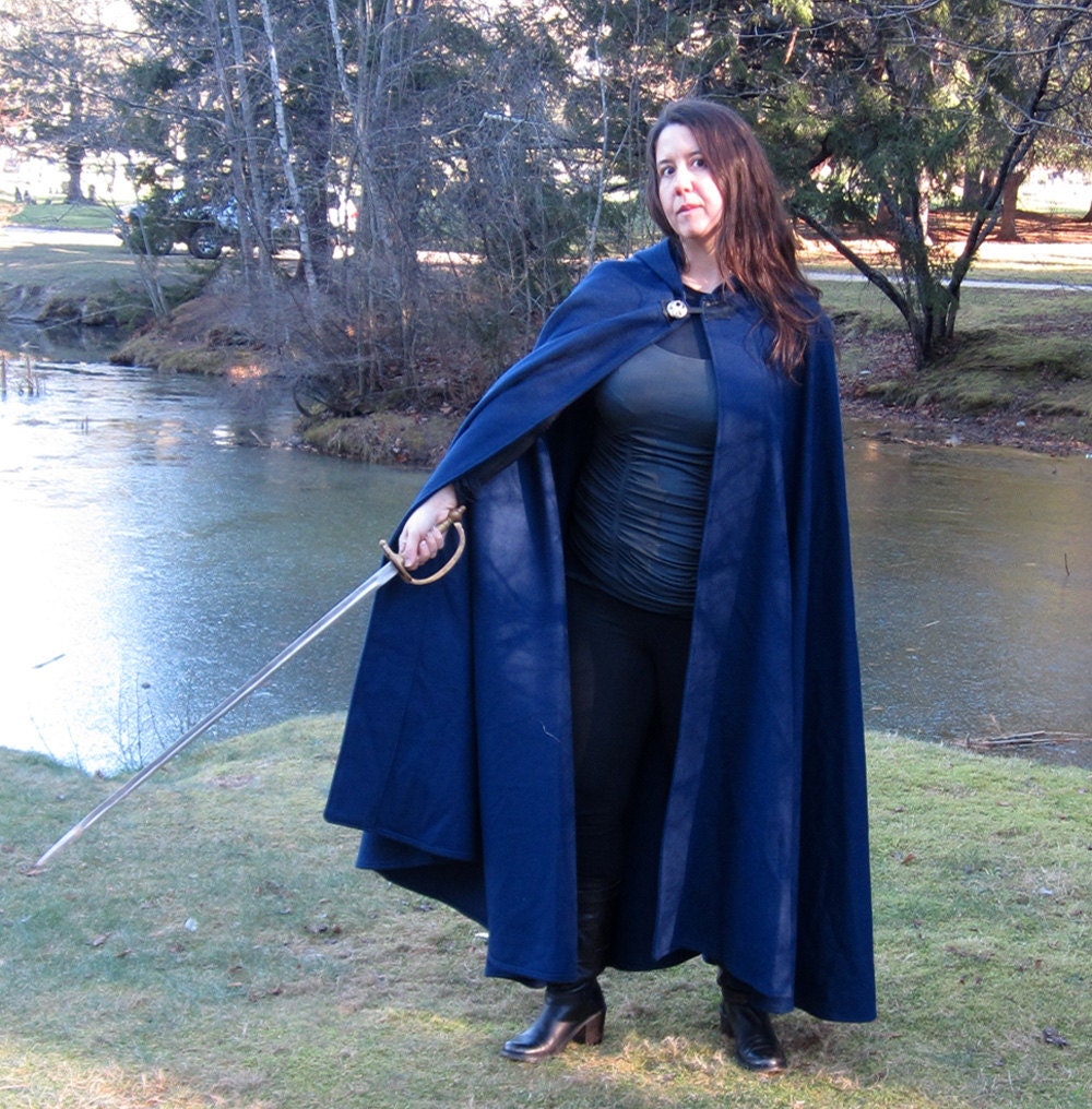 Womens Cloak Blue Cloak Wool Cloak Half-Circle Cloak