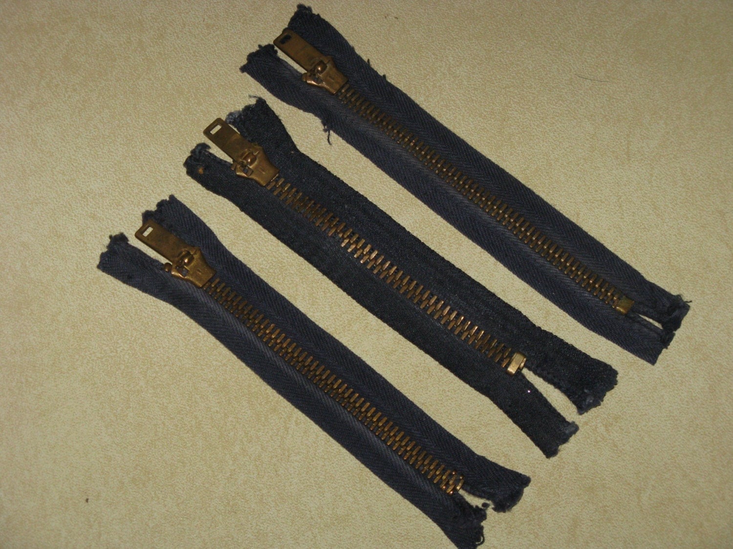 Vintage Zippers Metal Brass Heavy Duty Denim Blue 5 By Corgipal