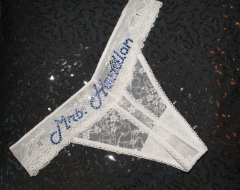 Sexy White Lace Jeweled Bridal Thong, Bridal Lingerie, Wedding ...