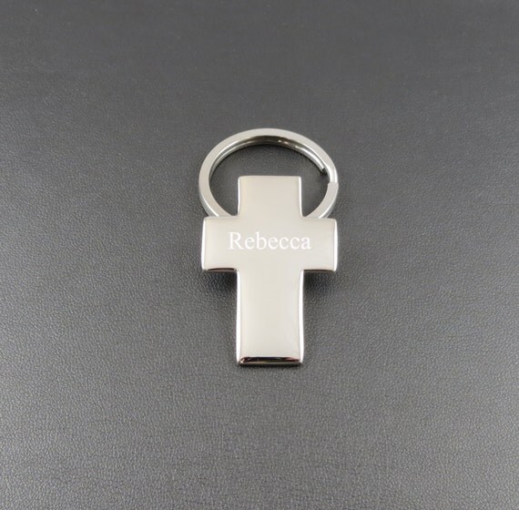 Personalized Cross Key Chain Engraved Gift by tiposcreations