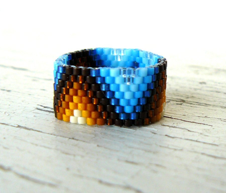 Multi Colored Beaded Ring Native American Inspired