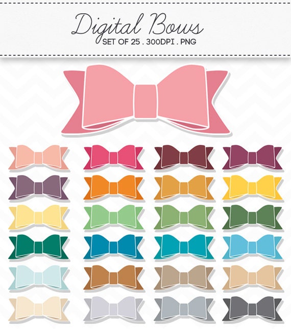 Bow Clipart / Ribbon Digital Bow Ties / INSTANT DOWNLOAD