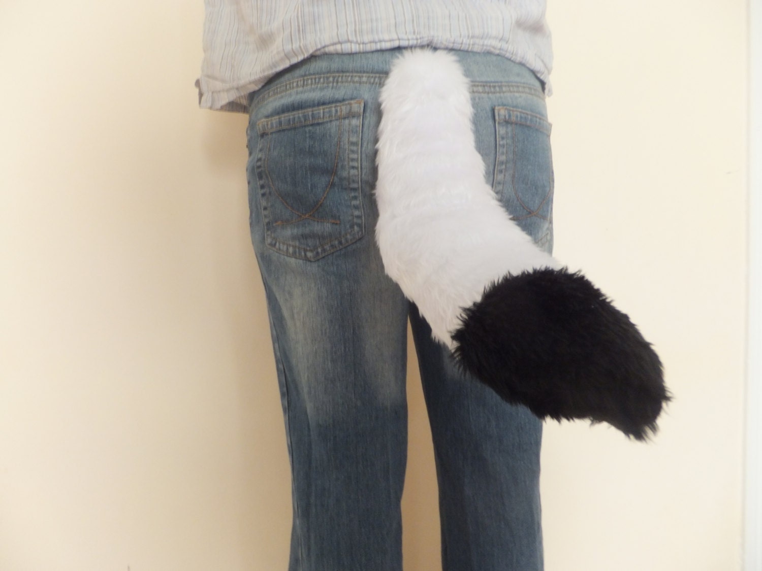 White Black Tip Cosplay Furry Wolf Tail Fox by KittenTreasures
