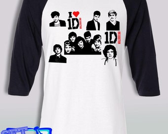 One direction shirt 1D logo baseball tee with 3/4 black sleeve