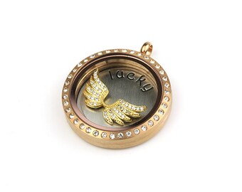 Popular items for gold floating locket on Etsy