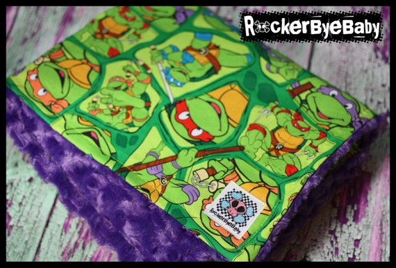 Items similar to CUSTOM Ninja Turtles baby or toddler blanket green red ...