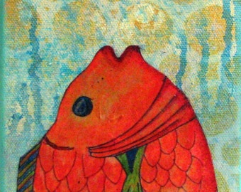Popular items for mixed media fish art on Etsy