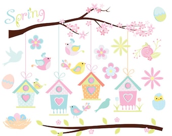 Owls clipart whimsical owls baby owls birdies branch
