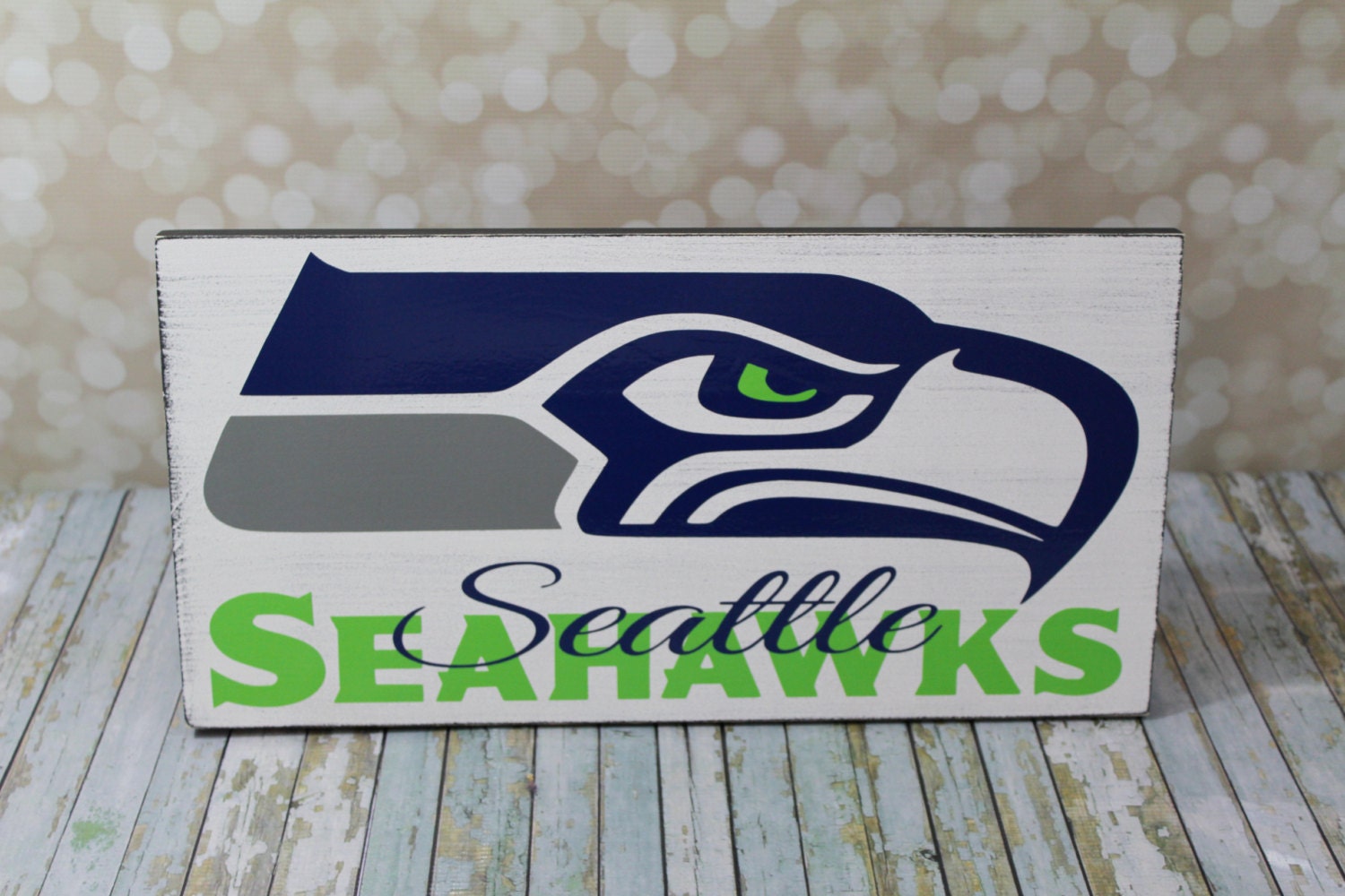 Seattle Seahawks Wood Sign Football sign Team sign Go