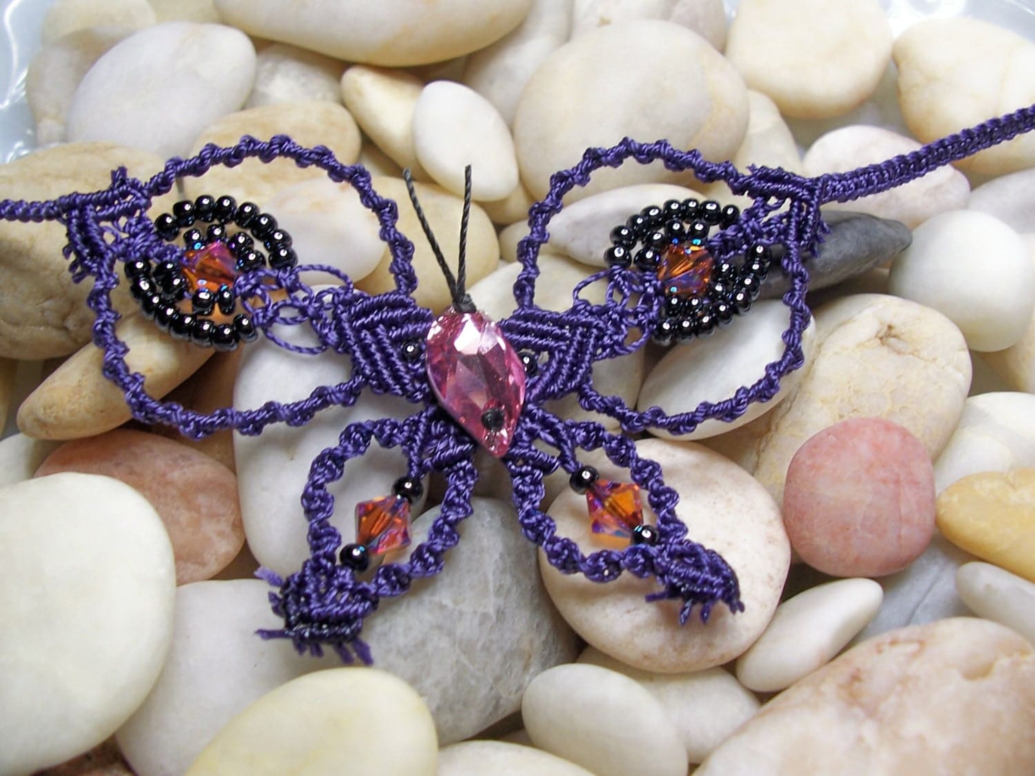 Macrame Butterfly Necklace or Pin Pattern in PDF