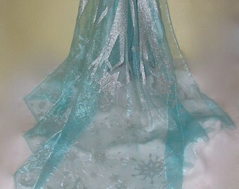 Elsa Cape fabric 96 long x 80 wide Frozen silver glitter snowflake ...