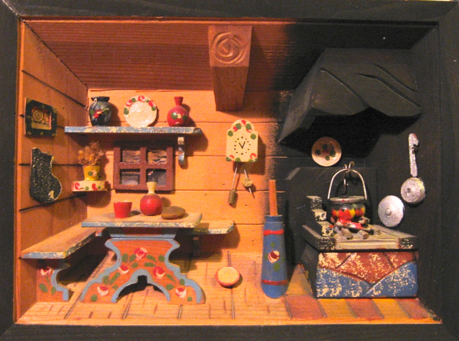 Take 20% Off Charming Wood Miniature Country Kitchen Shadow Box Wall ...