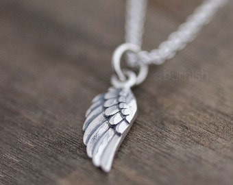 SUMMER SALE - Tiny Angel Wing Necklace / Petite Sterling Silver Mini ...