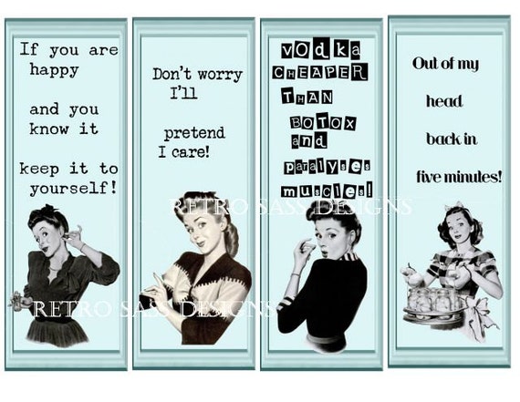Items similar to Sassy RETRO LARGE tags/bookmarks funny sayings style ...