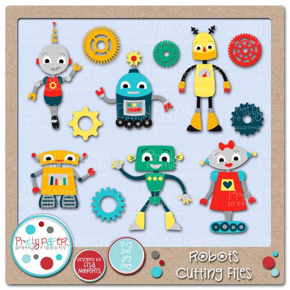 Robots Cutting Files & Clip Art Instant Download