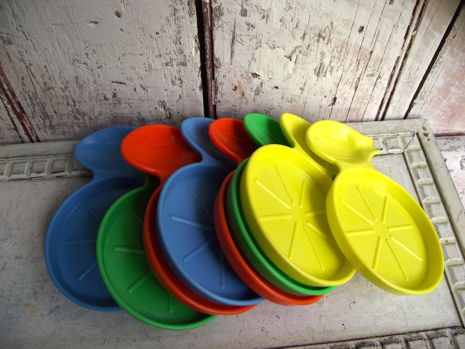 Vintage coasters plastic in primary colors retro coasters, plastic red ...