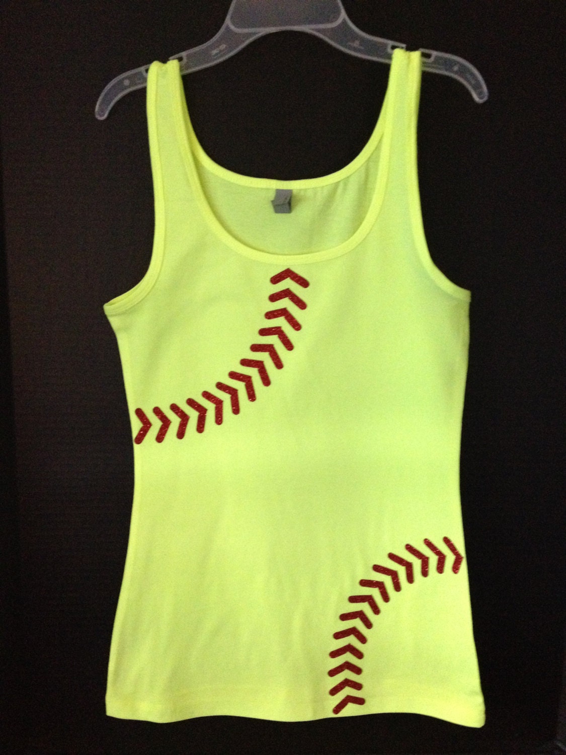 Neon Yellow Softball with Glitter Stitching by flashyexpressions