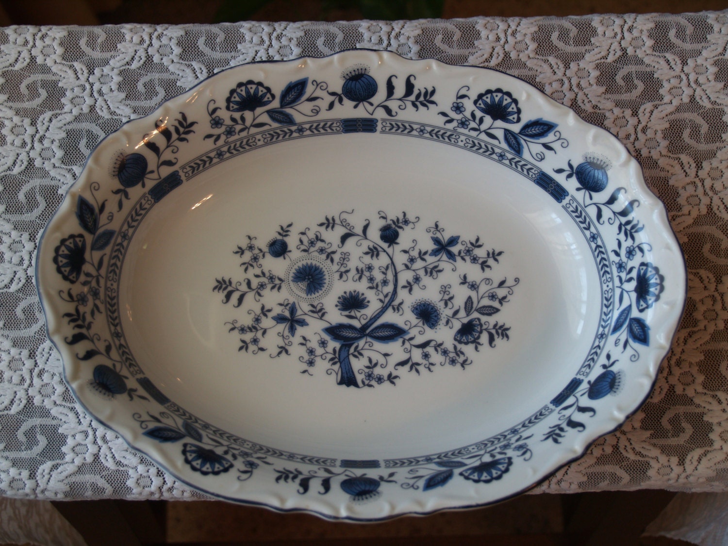 Serving Dish Stone China Made in Japan Serving Platter Blue