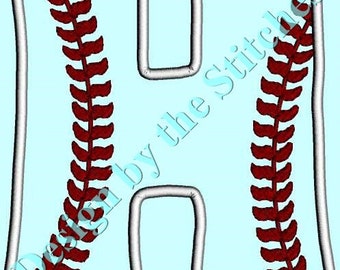 Baseball Letter H Applique INSTANT DOWNLOAD Embroidery Design Pattern