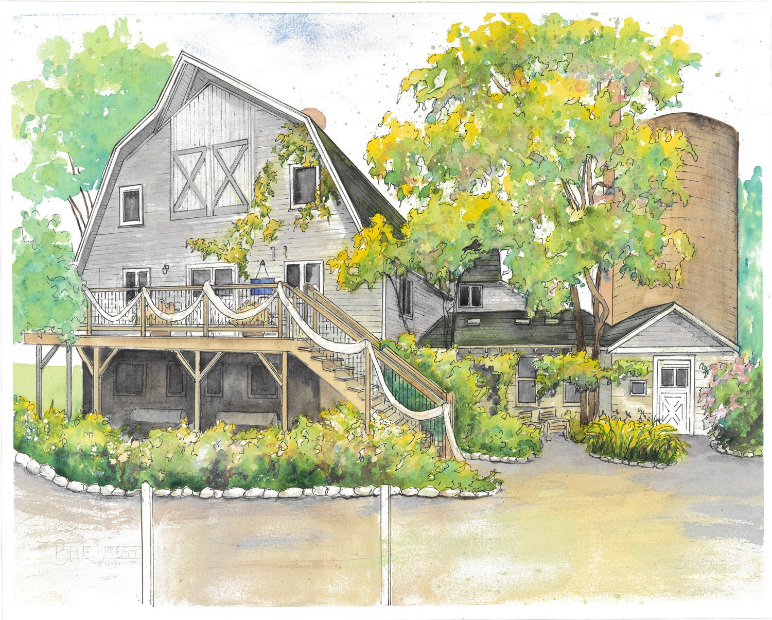 Painting of Wedding Venue Custom watercolor portrait of