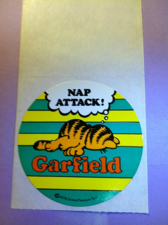Garfield Nap Attack vintage sticker 1978 by aBetterTomorrowSales