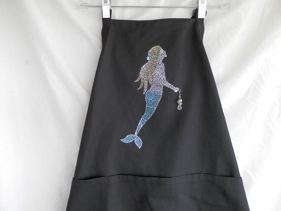 Rhinestone Ariel Mermaid Cooking Apron with Two Charms