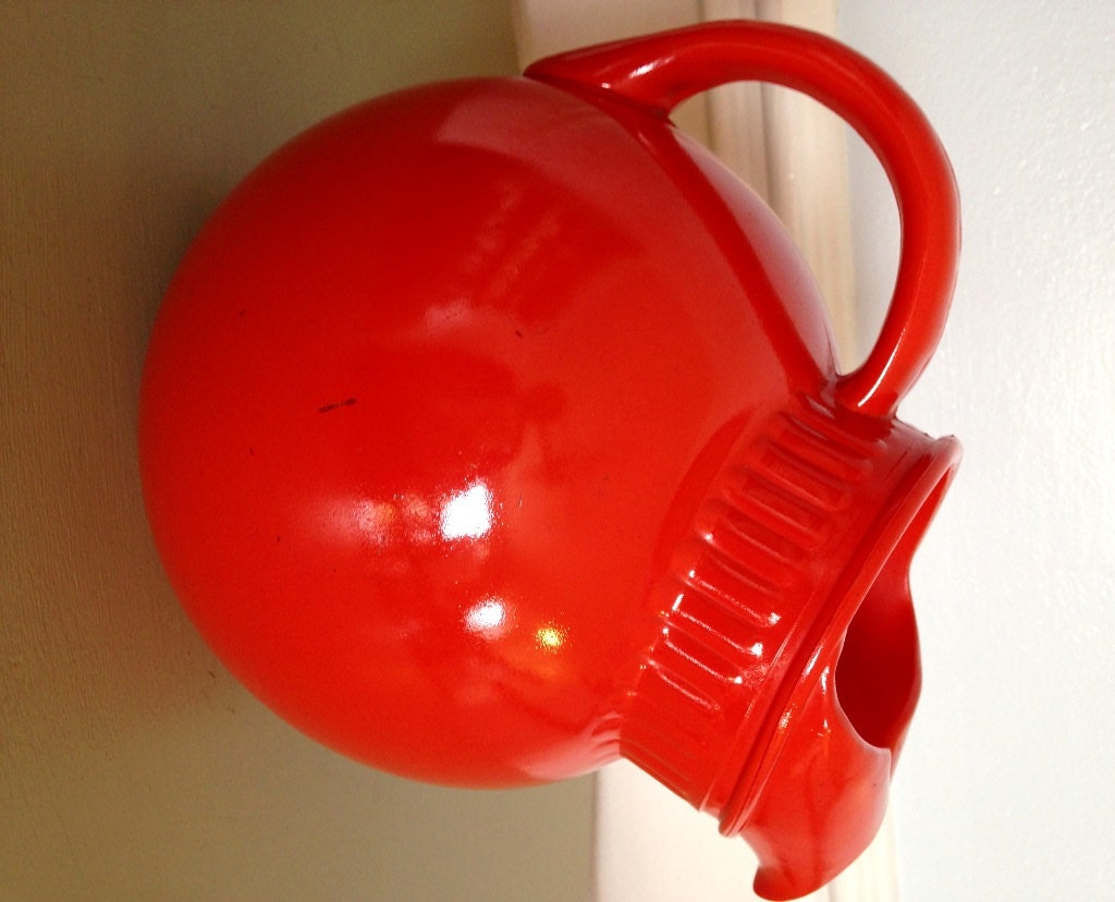 Orange Ball Pitcher – Anchor Hocking Ball Pitcher – Tilted Ball Pitcher ...