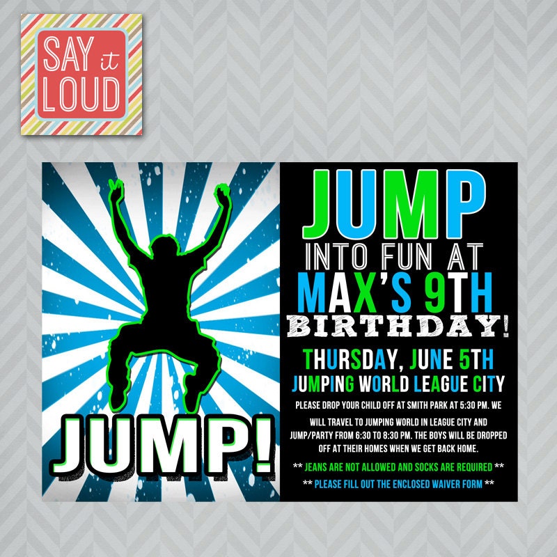Couples Wedding Shower Invitations Trampoline Party Invitations