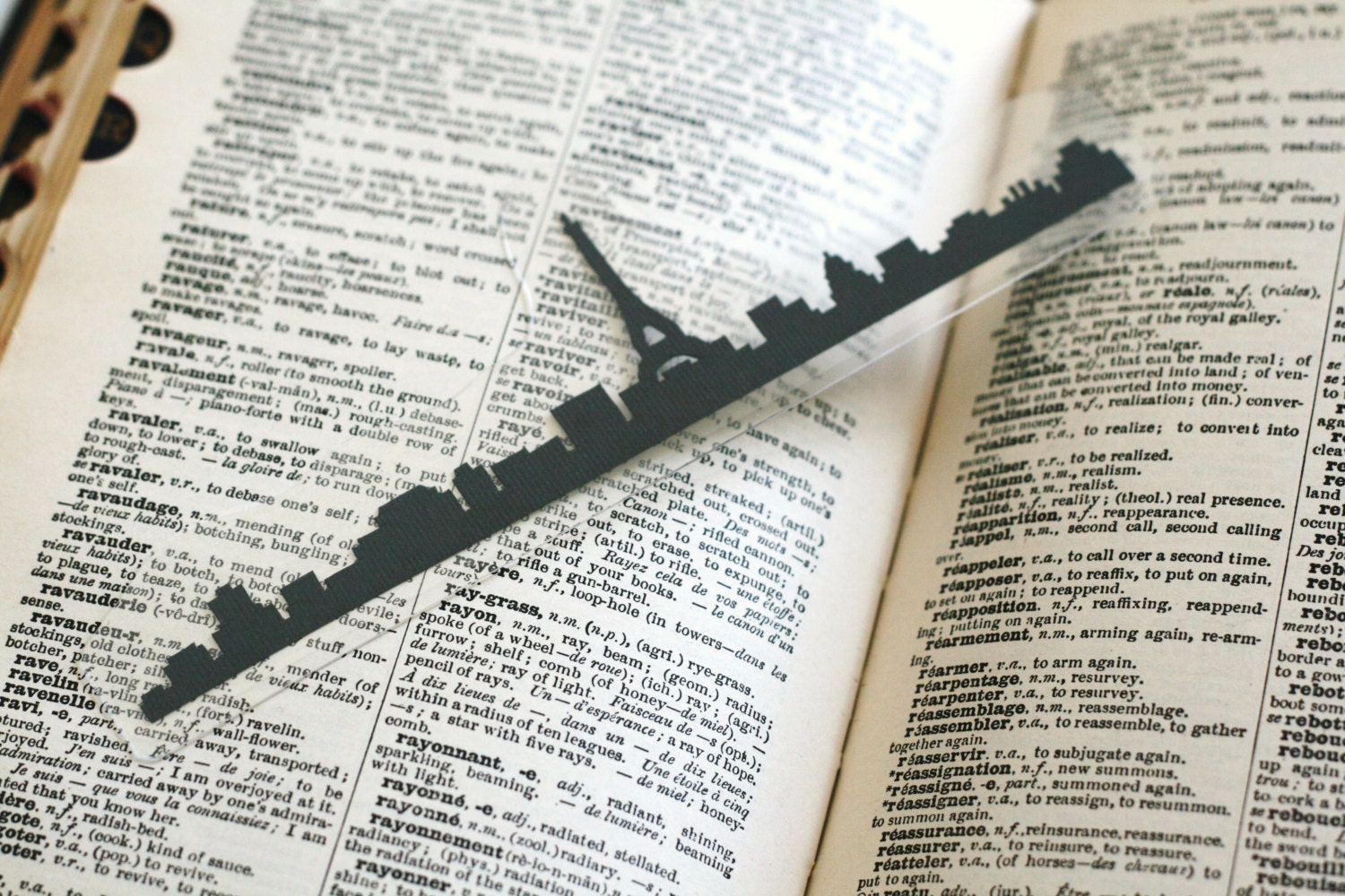 Paris France Bookmark Hand-cut Silhouette Cut Paper