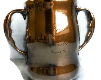 Antique 1891 Meriden large Silver plated double handled loving cup ...