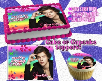 Harry Styles Personalized edible Cake or cupcake toppers Birthday ...
