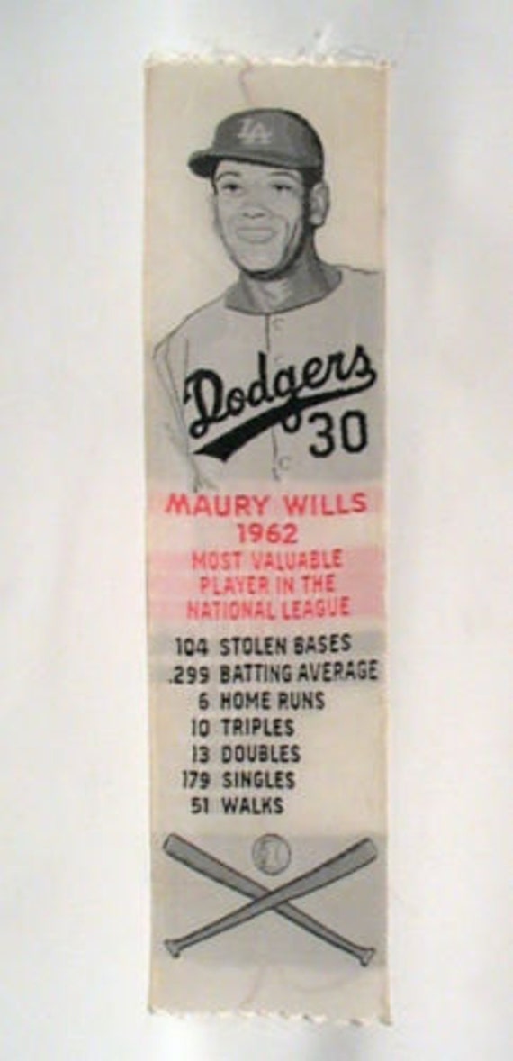 MAURY WILLS Rare Dodgers Bookmark 1962 MVP National League MAURY WILLS Rare Dodgers Bookmark 1962 MVP National League