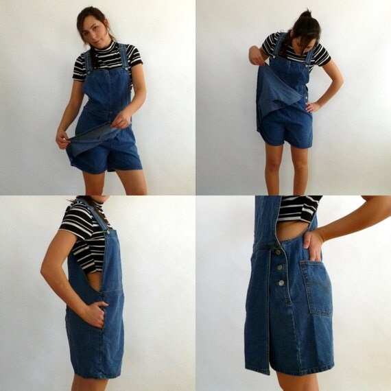 Vintage Levi's Red Tab Denim Bib Overalls Skort Skirted