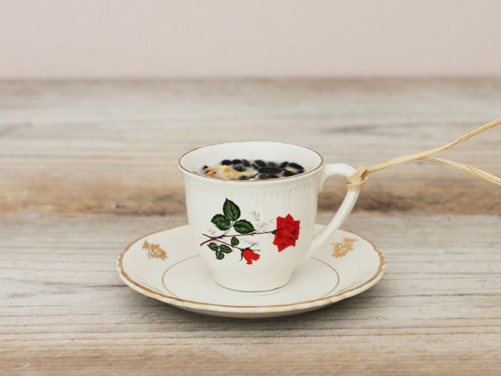 Bird Feeder: Hanging Teacup filled with Birdseed – Autumn Garden Decor ...