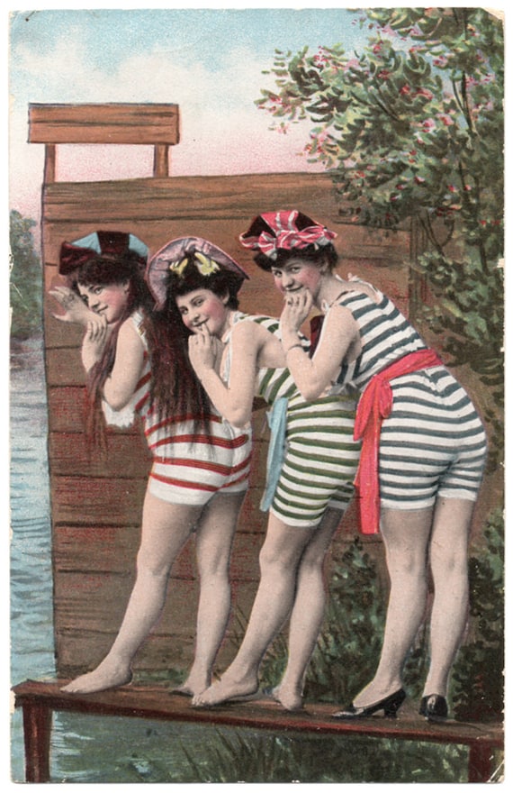 Reserved For 1rr Vintage Edwardian Postcard 3 Risque Bathing