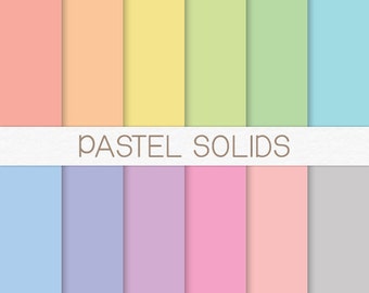 Pastel Solid Digital Paper, Light Digital Paper, Pastel Rainbow ...