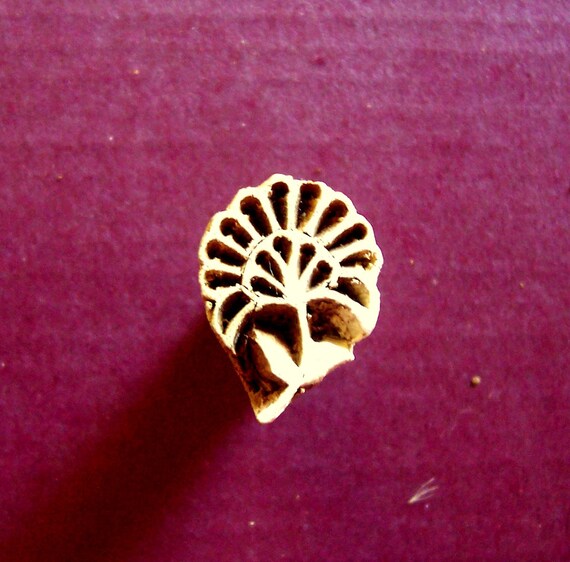 Items similar to Small Flower Wood Stamp Hand Carved Fabric Textile ...