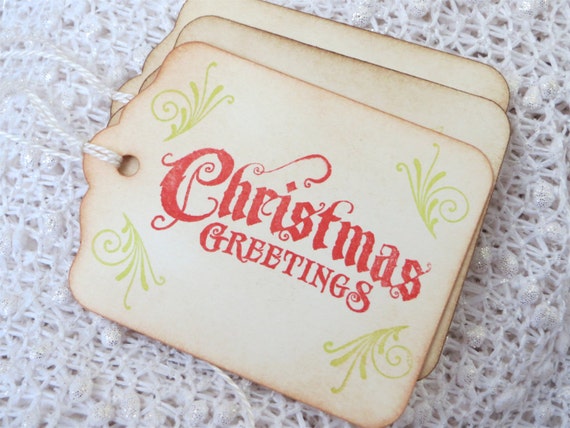 Items similar to Stamped Christmas gift tags, stamped Christmas Tags ...